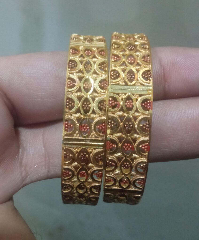Yellow Gold Bridal Bangles (2-Piece Set) - Carat Vogue