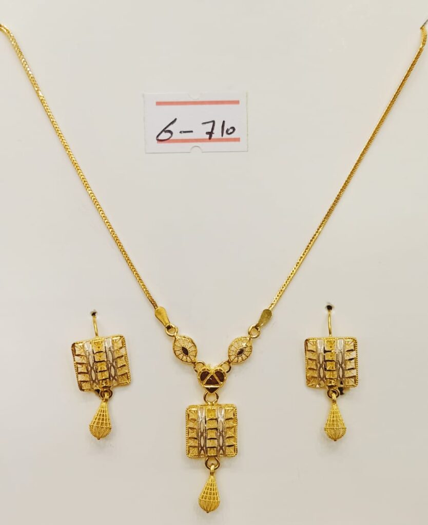 21ct Gold Diya Mani Mala and Earring Set - Carat Vogue
