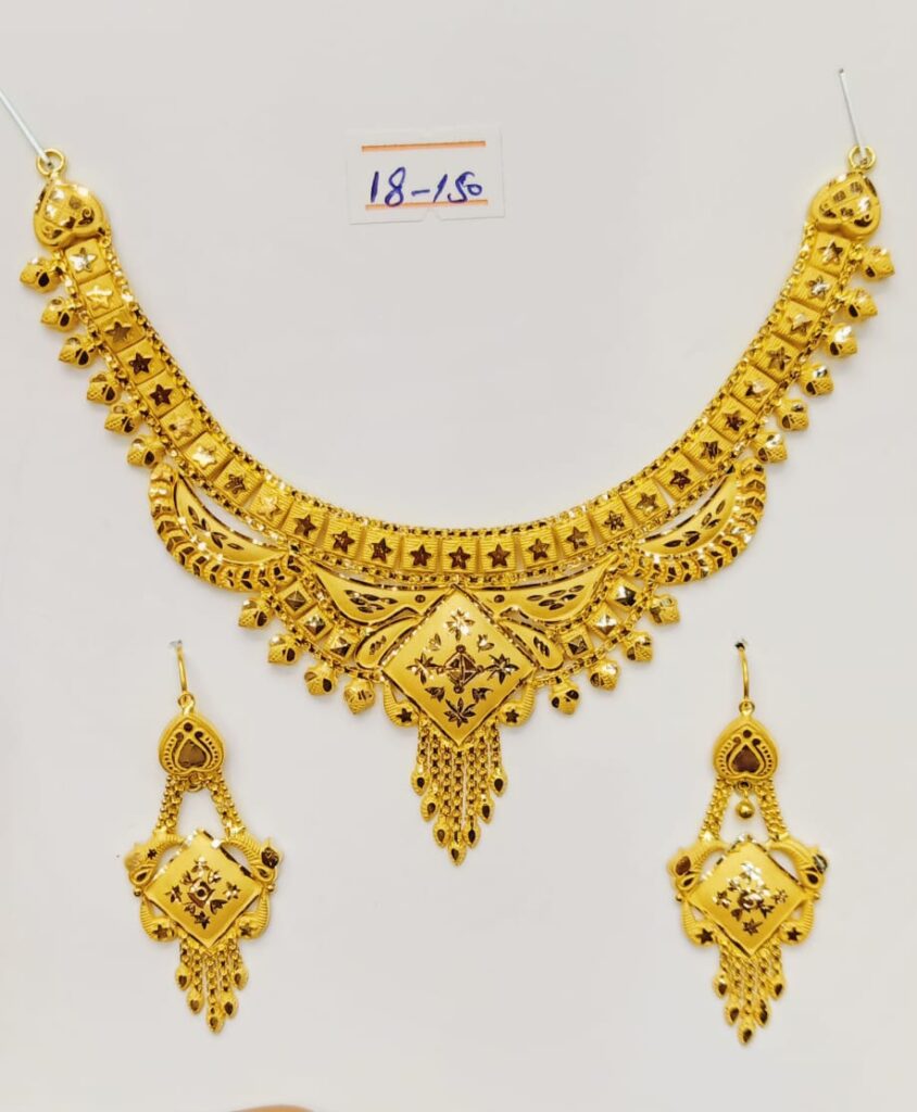 Exquisite 21K Pakistani Gold Traditional Wedding Necklace Set with ...