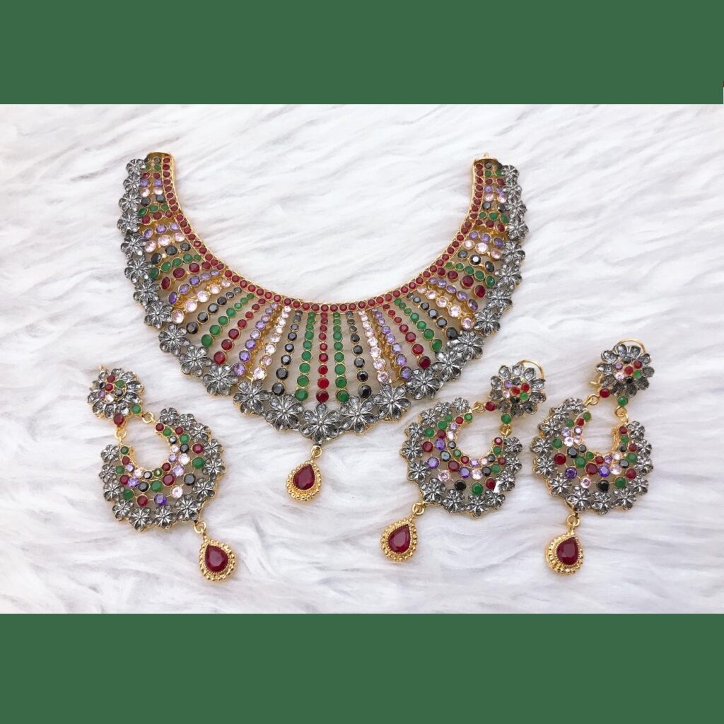 Regal Kundan Chand Bali Necklace Sets with Ruby and Multicolor ...