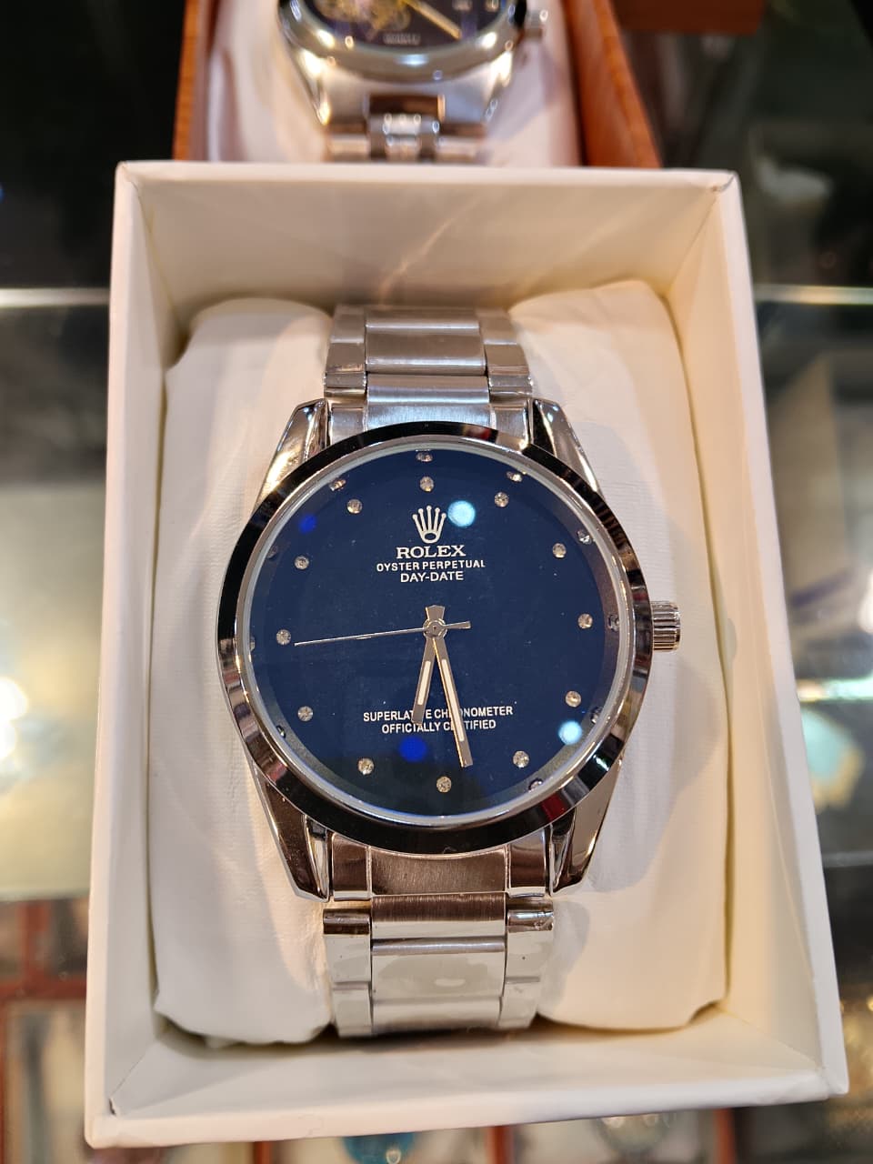 Rolex Style Blue Dial Watch | Silver Stainless Steel Oyster Perpetual ...